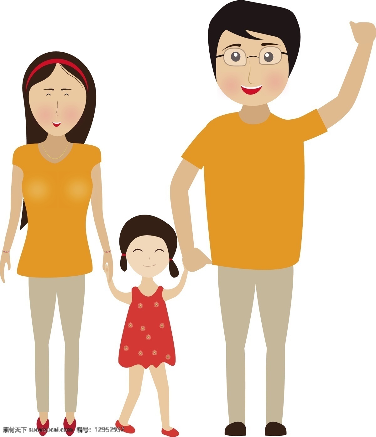 卡通矢量三口之家照片素材图片下载-素材编号12952932-素材天下图库